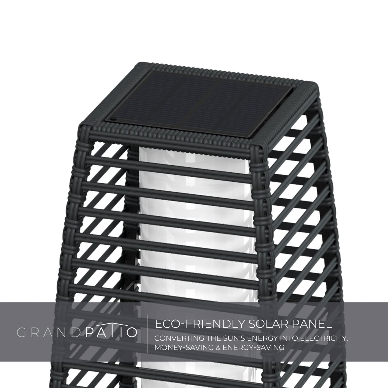 Grand patio Outdoor Solar-Powered Floor Lamp Weather-Resistant Wicker Woven Lights for Deck, Garden, Lawn, Driveway, Pool, Porch - Medium Crossover