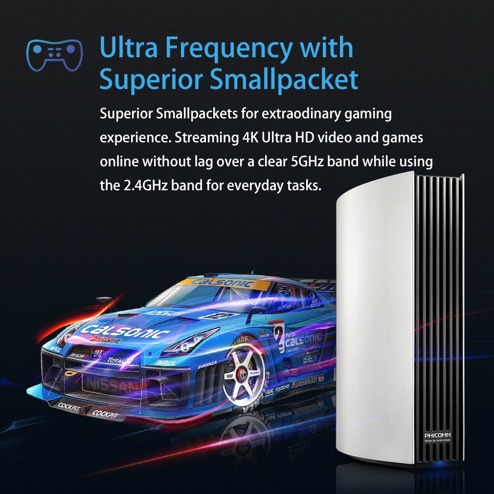 PHICOMM K3C AC 1900 MU-MIMO Dual Band Wi-Fi Gigabit Router – Powered by Intel Technology, Silver