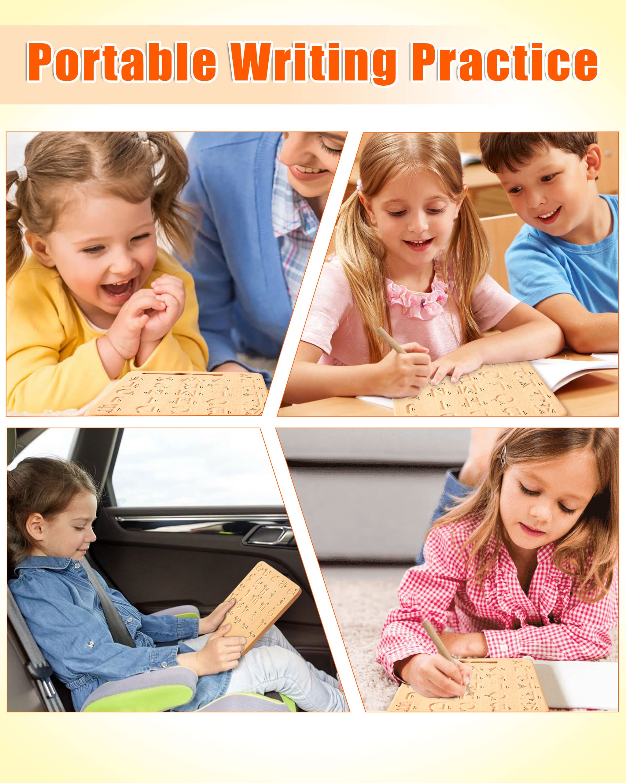 RUIZHUO Wooden Alphabet Tracing Board, Double-Sided Wood Letters Tracing Tool Learning to Write ABC Educational Montessori Toys Game Gift