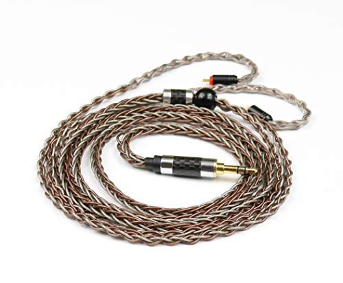 Senlee 8 Core Earphone Upgrade Cable Single Crystal Copper Sliver Foil Mixed Braided 2Pin Detachable Cable for 3.5MM Plug for C10 C16 KZ ZST ES4 AS06 ZS7 Earphones (3.5MM Plug, 2Pin)