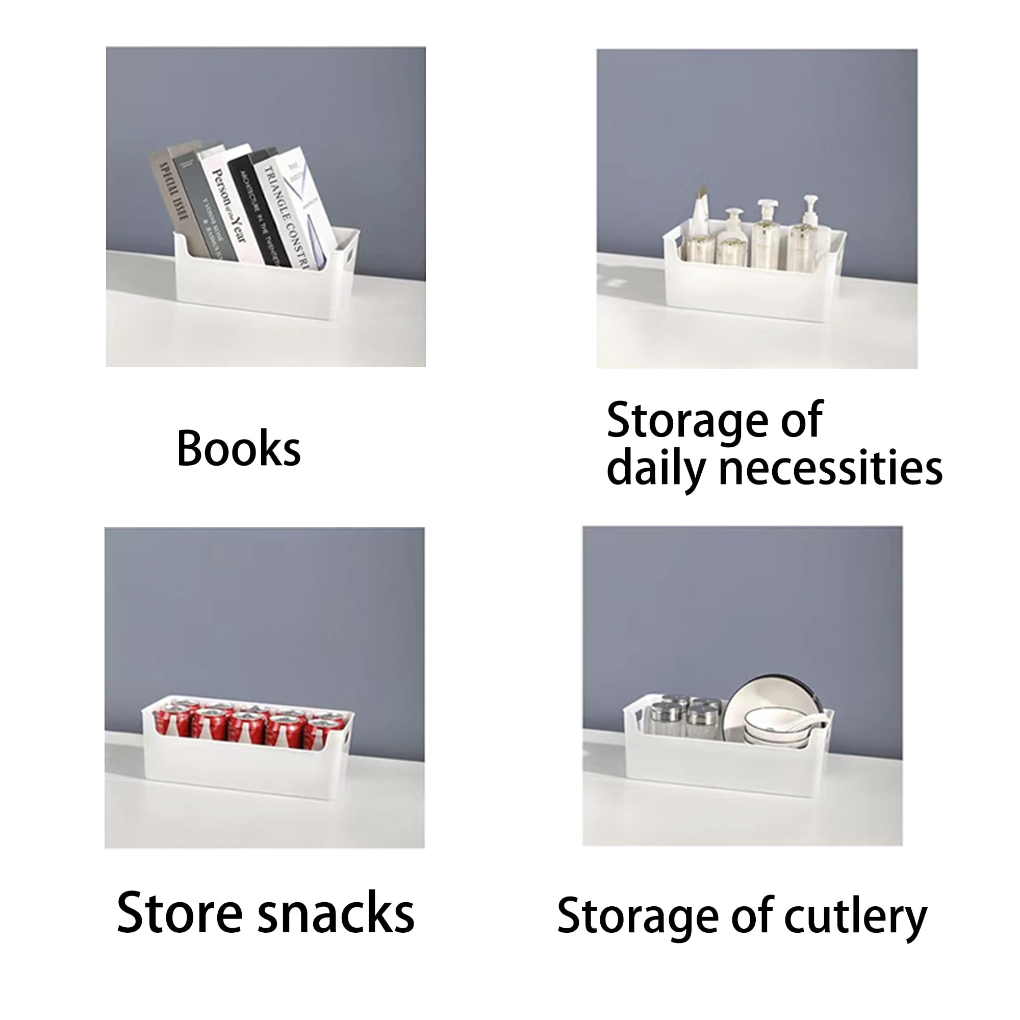 AJbells White Pantry Organization and Storage Baskets Plastic Storage Bins Open Storage Organizing Bins for Classroom, Office, School, Shelves,Pack of 2/4/6 (2, 13.39βx9.45βx5.51β)