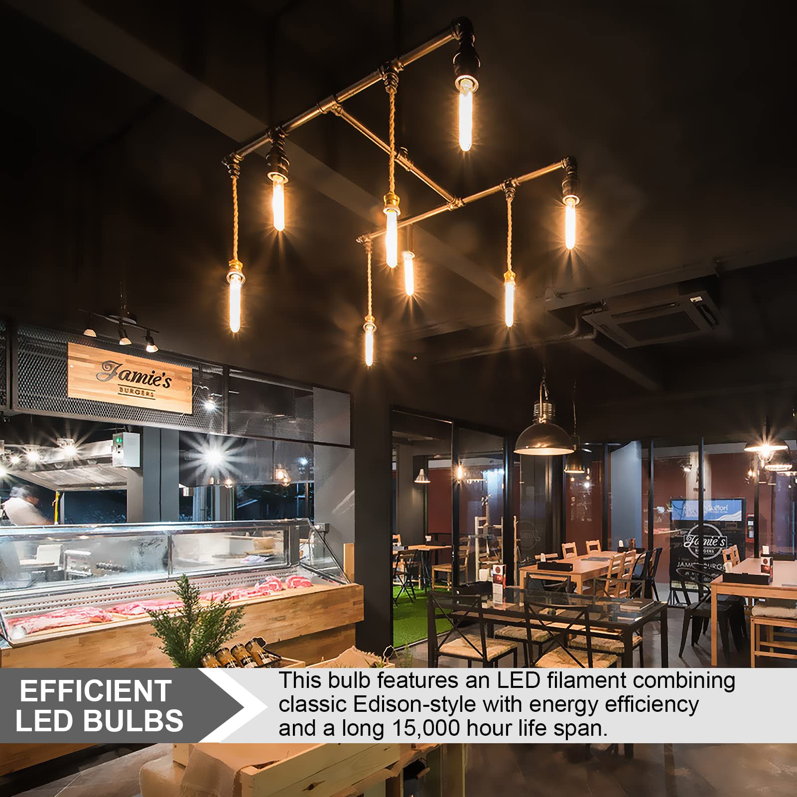 TIANSHQ LED Tube Bulbs,T10 Tubular Edison Style LED Filament Bulb, 12W Dimmable Antique LED Bulb,E26 Base,Clear Glass,Warm White,2700K,1000LM(75-100W Equivalent),11.8in,6Pack