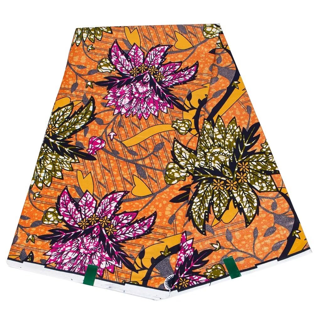 African Real Wax Fabric Gold Wax Print Batik Soft Pagne Nigeria Ankara Wax Fabric 1519