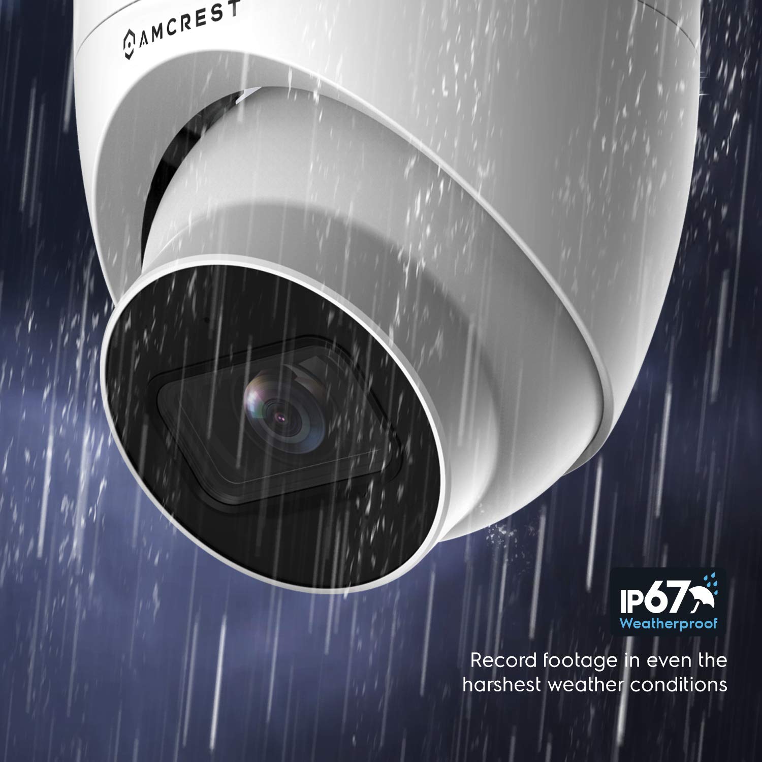 Amcrest 2-Pack 5MP UltraHD Outdoor Security IP Turret PoE Camera with Mic/Audio, 5-Megapixel, 98ft NightVision, 2.8mm Lens, IP67 Weatherproof, MicroSD Recording (256GB), 2PACK-IP5M-T1179EW-28MM White