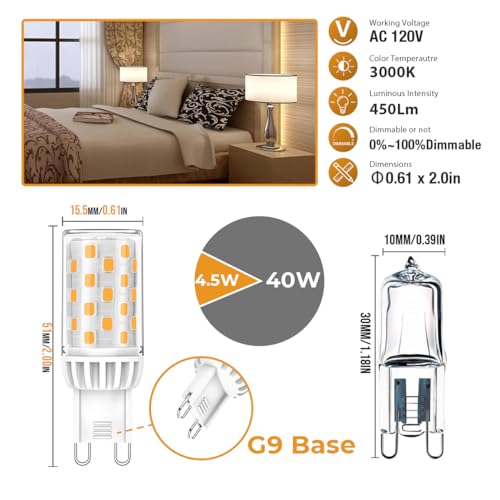 Aegislogic G4 LED Bulb 1.5W 12V JC Tybe, 2700K (20W Halogen Equivalent), G4 Bi-Pin Base Warm White No-Flicker 180LM, Chandelier Lighting/Landscape Lighting/Microwave Lighting (10 Pack)