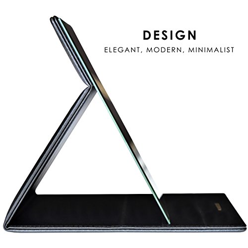 MODESSE Premium Portable Makeup Mirror (Black) | Perfect for Travel, Home Vanity, Office Desk | Large Size, Folding Design with Stand for Tabletop, Vegan Leather | Beauty Gifts for Bridesmaids