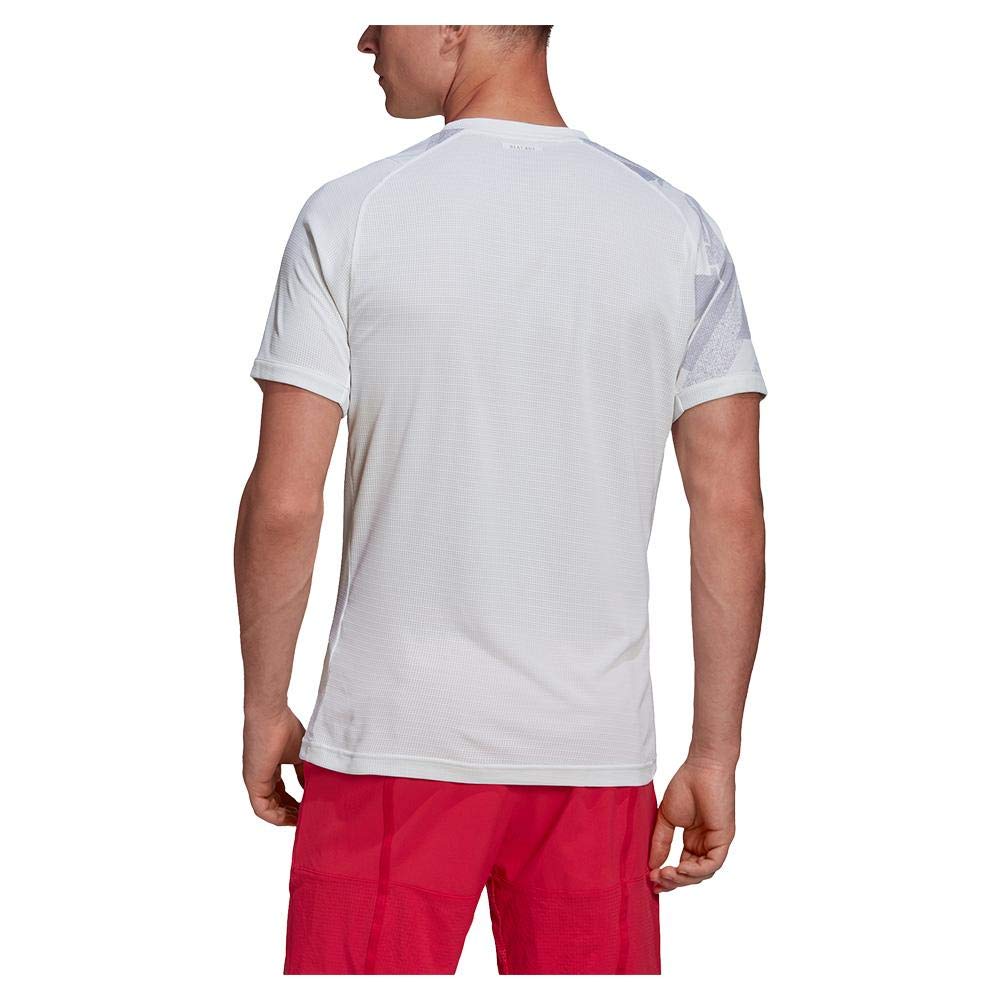adidas mens Freelift Printed Tee HEAT.RDY Glory Grey/Powder Pink Large