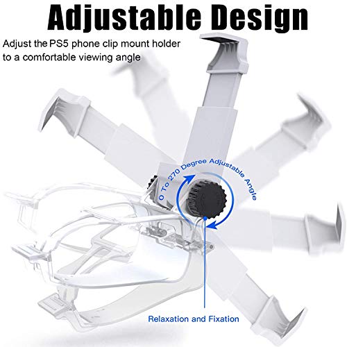 AJKTHGE PS5 Controller Phone Clip Mount Holder, Mobile Phone Clamp Bracket Holder with Adjustable Stand Compatible with Playstation 5 Wireless Controllers.