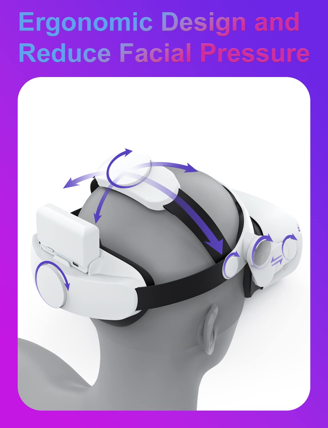 AIOBUVR 7000mAh Battery Pack Head Strap Accessories Compatible with Oculus Quest 2, Replaceable Hot Swap Battery,Double Angle Size Adjustment Design Head Strap for Enhanced Support and Comfort in VR
