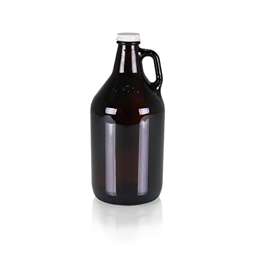 LEGACY - a Picnic Time brand, Amber Glass Growler Jug with Handle and Steel Twist Off Lid, 64-Ounce