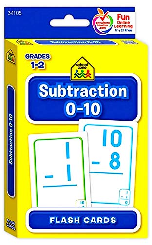 School Zone Subtraction 0-10 Flash Cards for Math