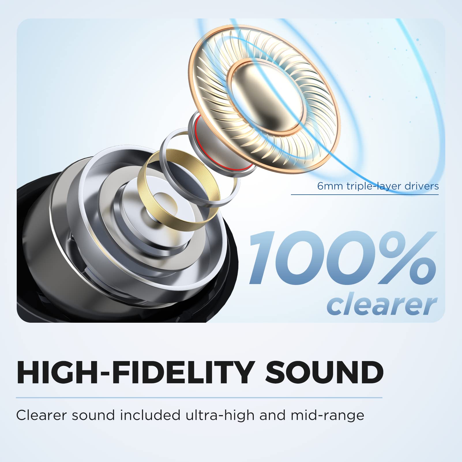 Apex Elite Active Noise Cancelling Earbuds Bluetooth Headphones True Wireless Earbuds with Charging Case Bluetooth Earbuds 5.0 Built in Mic Immersive Sound Deep Bass 25H for Sports/Travel/Work, Black