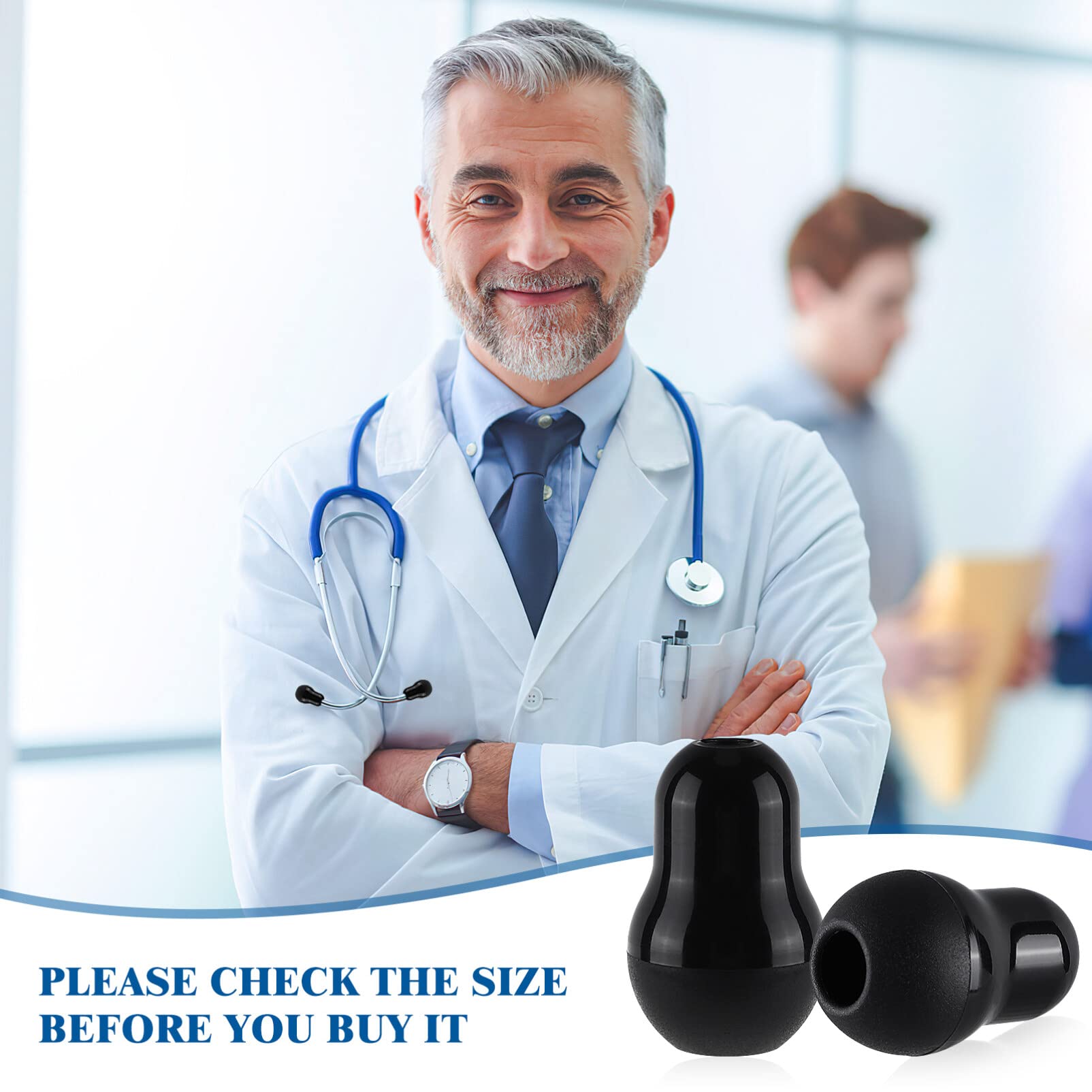 Black Ear Tips Replacement Earpiece Soft Ear End Earbuds for Hospital Clinic Doctor Students 10pcs