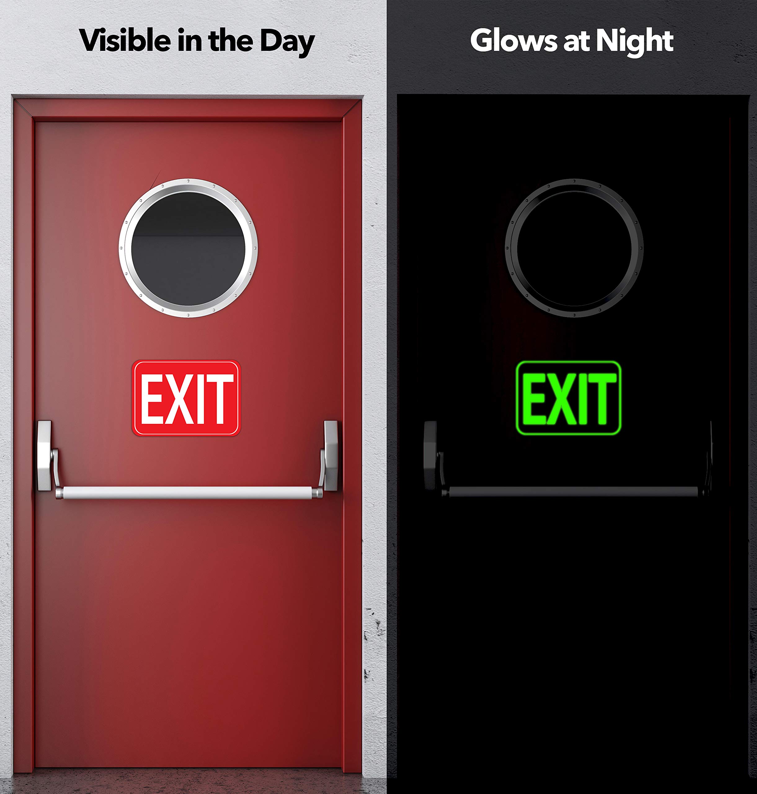 Aluminum Photoluminescent EXIT Sign | Glows for Up to 10 Hours | Ultra Reflective and Well Lit - Emergency Light (Stickers Decals)