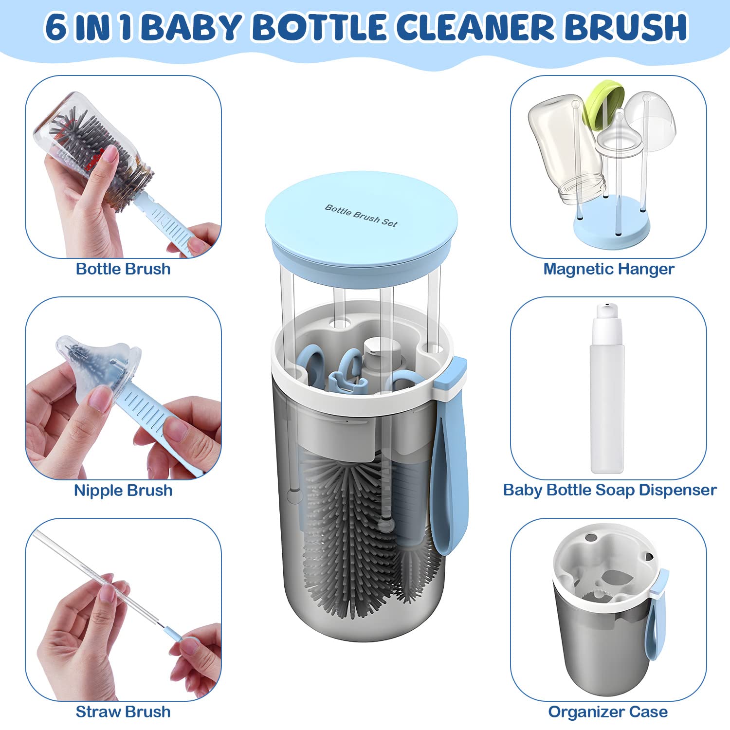 AivaToba 6-in-1 Travel Baby Bottle Set for New Mom