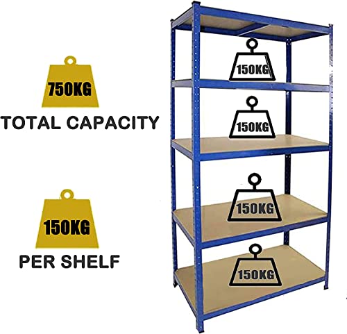 Yunlai 5 Tier Shelving for Garages and Sheds with MDF Boards 1653lb Load Capacity Racking Storage Shelving Unit Plug-in System Shelving Units for Storage Garage Shelving Units (59"x27.6"x11.8")