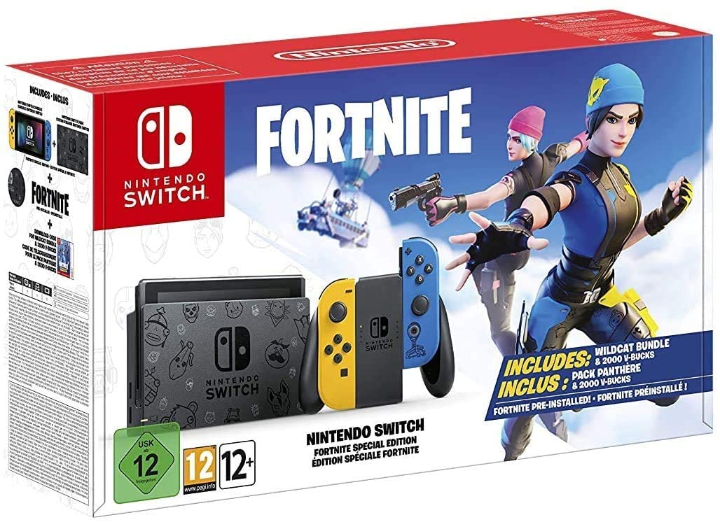 Nintendo Switch Bundle with Carrying Case & SD Card: Nintendo Switch 32GB Console with Neon Red and Blue Joy-Con, 12-Month Individual Membership Online, TWE 128GB Micro SD Card (Renewed)
