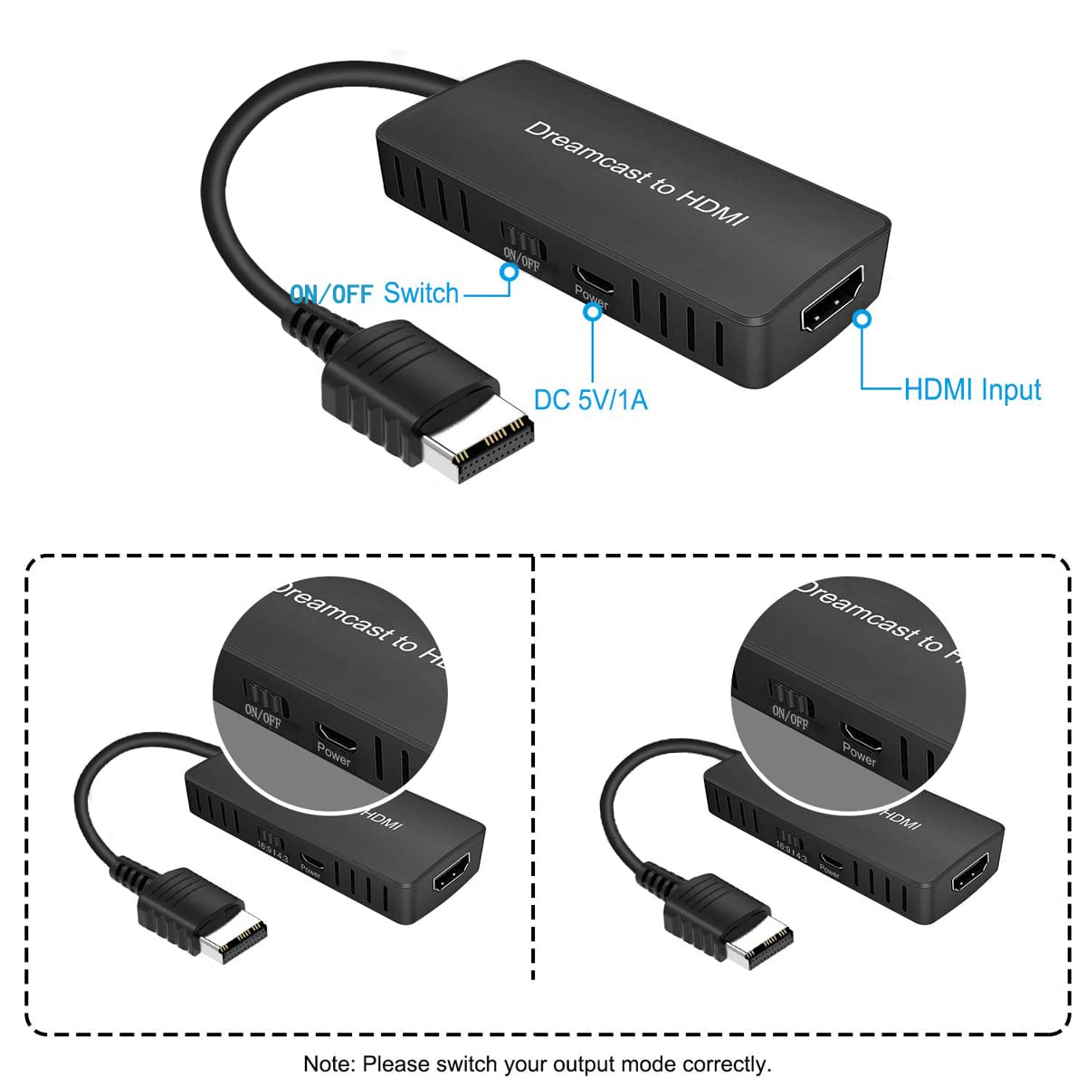HDMI Cable for Sega DC (Sega Dreamcast Console). Convert the Native AV Signals from Dreamcast to Digital HDMI Signals. Provide the Best Signal Processing.