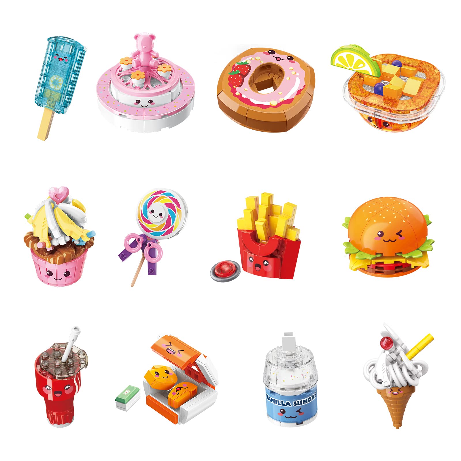 QMAN Educiro Party Favors Toy Assortment, Play Food Party Favors for Kids, Girls Birthday Building Blocks Themed Party Supplies, Gifts Mini Building Toys for Christmas Party Favors, Birthday Gift