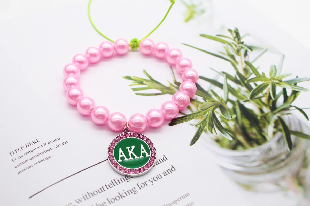 Akash Aka Bracelet For Women Girls Sorority Gift Pearl Bracelets In Pink Gift Box One Size