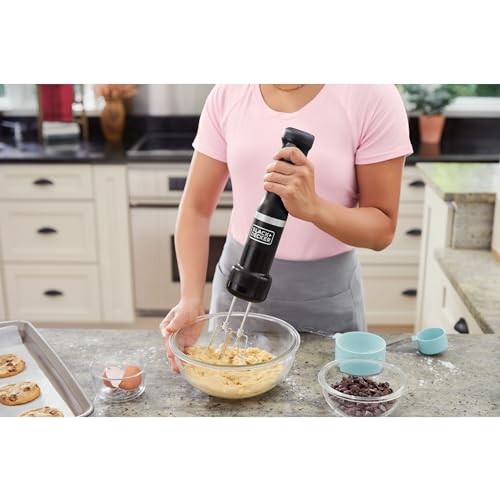 BLACK+DECKER Kitchen Wand Cordless Immersion Blender, 4 in 1 Multi Tool Set, Hand Blender with Charging Dock, Black (BCKM1014K10)