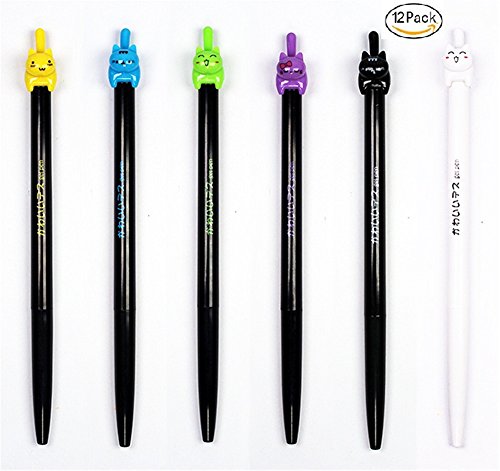 HIPGCC Cute Pens Kawaii Pen Cute Cat Pens 0.5 mm Gel Pens Black Ball Point Pens for School Office Suppliesā¦