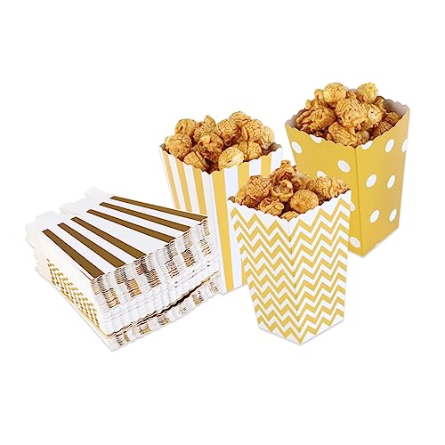 FUNOMOCYA 50pcs Popcorn Boxes Cookie Container Candy Containers Disposable Containers Popcorn Containers Party Candy Boxes Cookies Box Popcorn Cup Popcorn Bucket Cardboard Golden