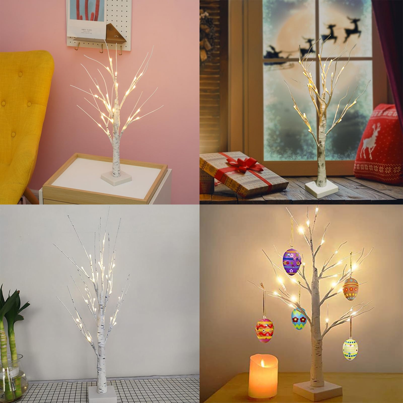 Albelt 2FT Lighted Birch Tree for Tabletop, Beautiful Christmas Tree with Lights, 24 LEDs Warm White Birch Tree Light for Christmas Decorations Indoor Bedroom Home Wedding Holiday Thanksgiving Gifts…