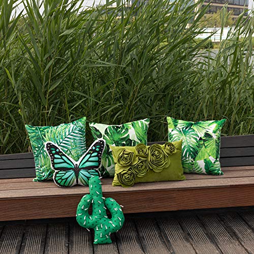 JWH 3D Butterfly Pillow Decorative Animal Throw Pillow Aesthetic Stuffed Plush Accent Pillow Case Colorful Pillowcase Cute Cushion Bed Couch Bedroom 13x18 Inch Black Green