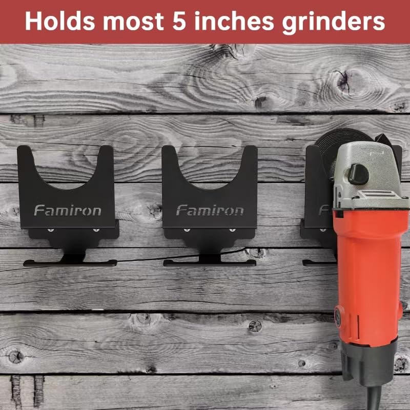 Famiron 2 PCS Angle Grinder Holder,Angle Grinder Stand Tool Wall mount Bracket for 5inch Grinder,Angle Grinder Storage Rack for Cutters,Polishers