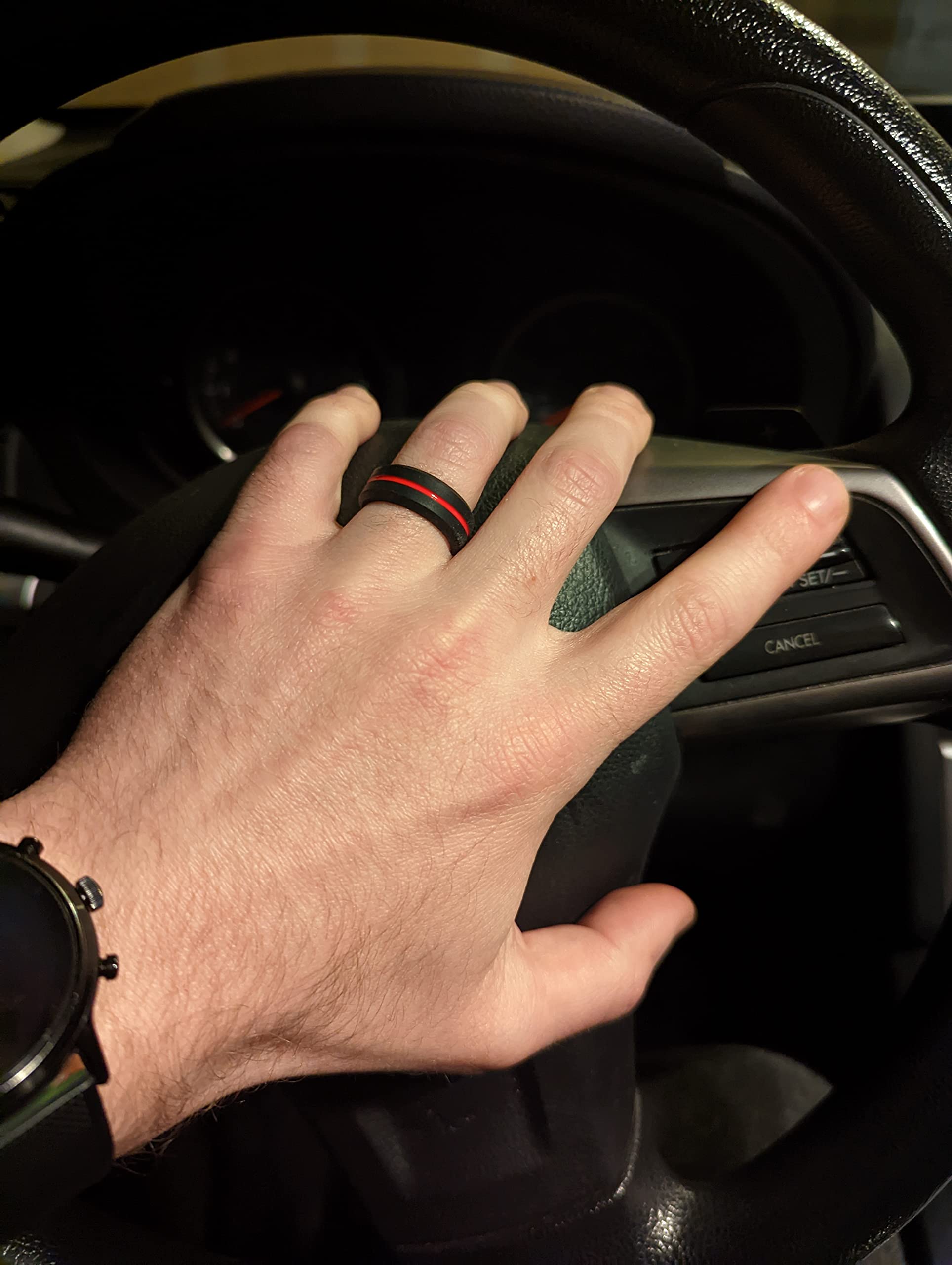 AERA CUSTOM ENGRAVED Thin Red Line Silicone Wedding Ring - Personalize Any Text, Symbol, Image - SHIPS NEXT DAY