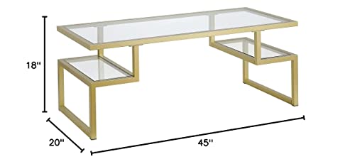 Zander 45'' Wide Rectangular Coffee Table in Brass