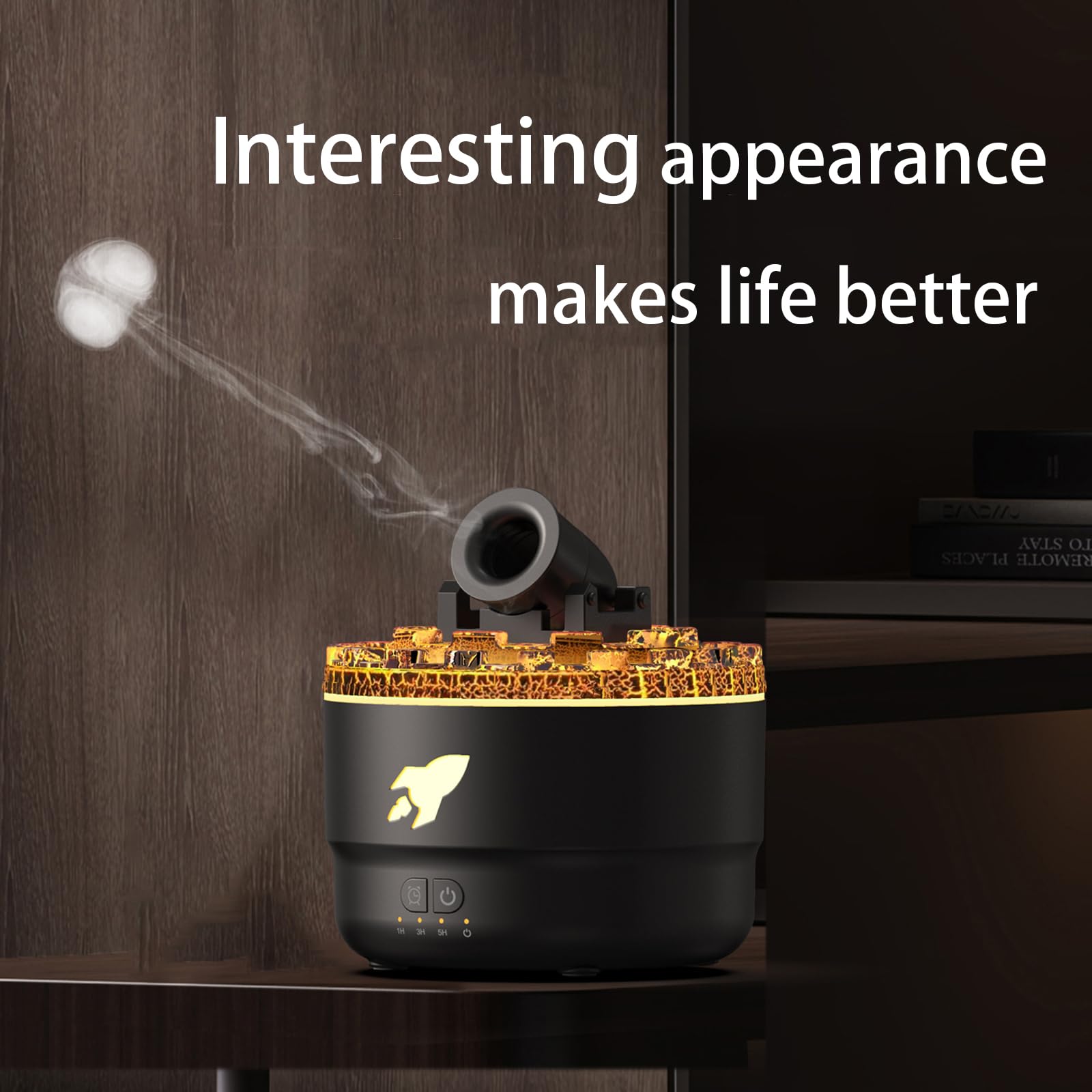 Cannon Blast Aroma Humidifier, Cannon Humidifier, Cannon Humidifier Diffuser, Cannon Blast Turret Humidifier Silent Diffuser, Home Desktop Humidifier with Colorful LED Lights-Black