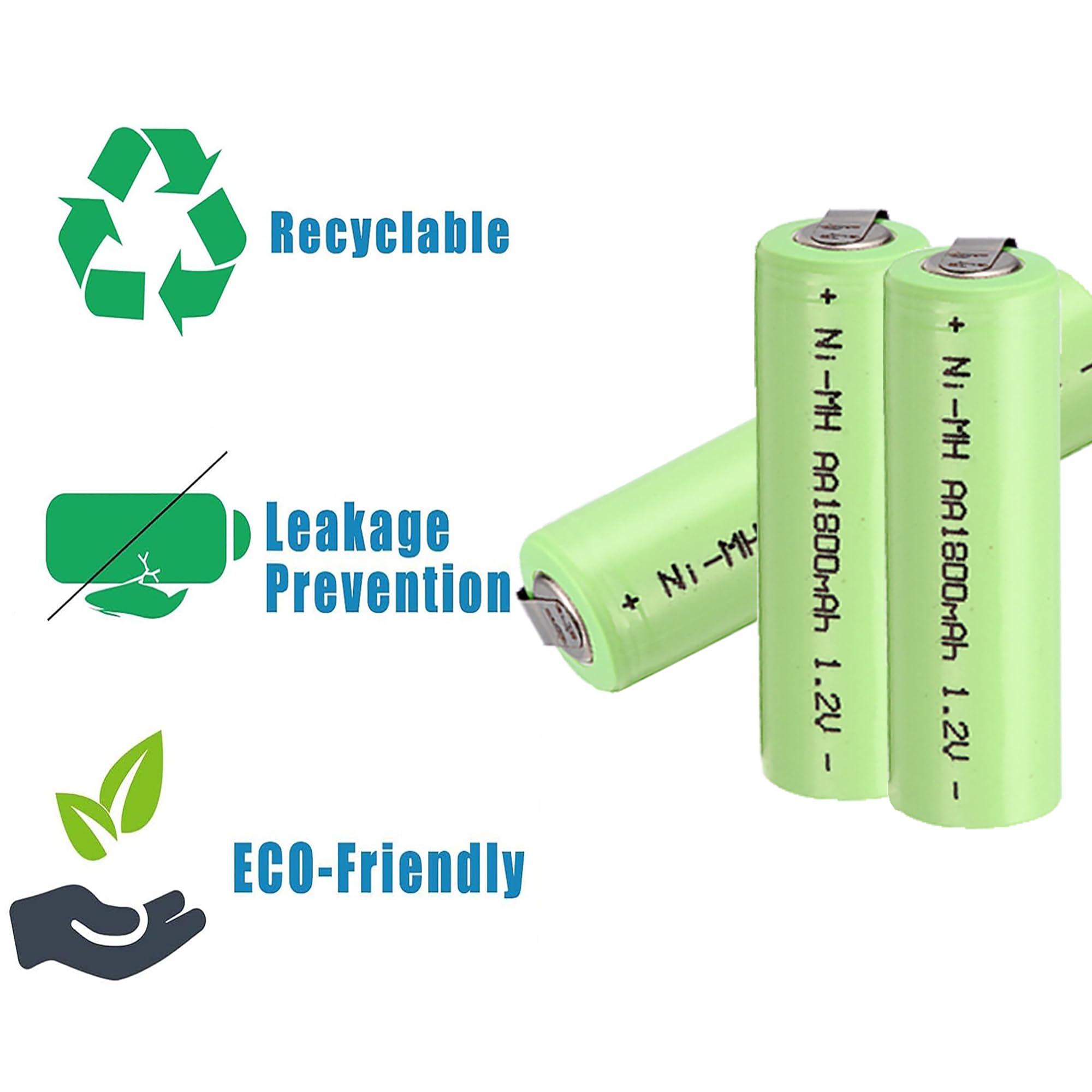 Windmax 5 x NiMH 1.2v AA 1800 mAh Electric Shaver Rechargeable Battery With Solder Tabs