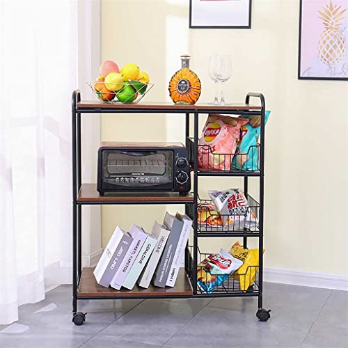 JYDQM Rolling Cart with Wheels Shelf Metal Trolley Shelving Microwave Oven Shelf Utility Bathroom Mobile Storage Rack