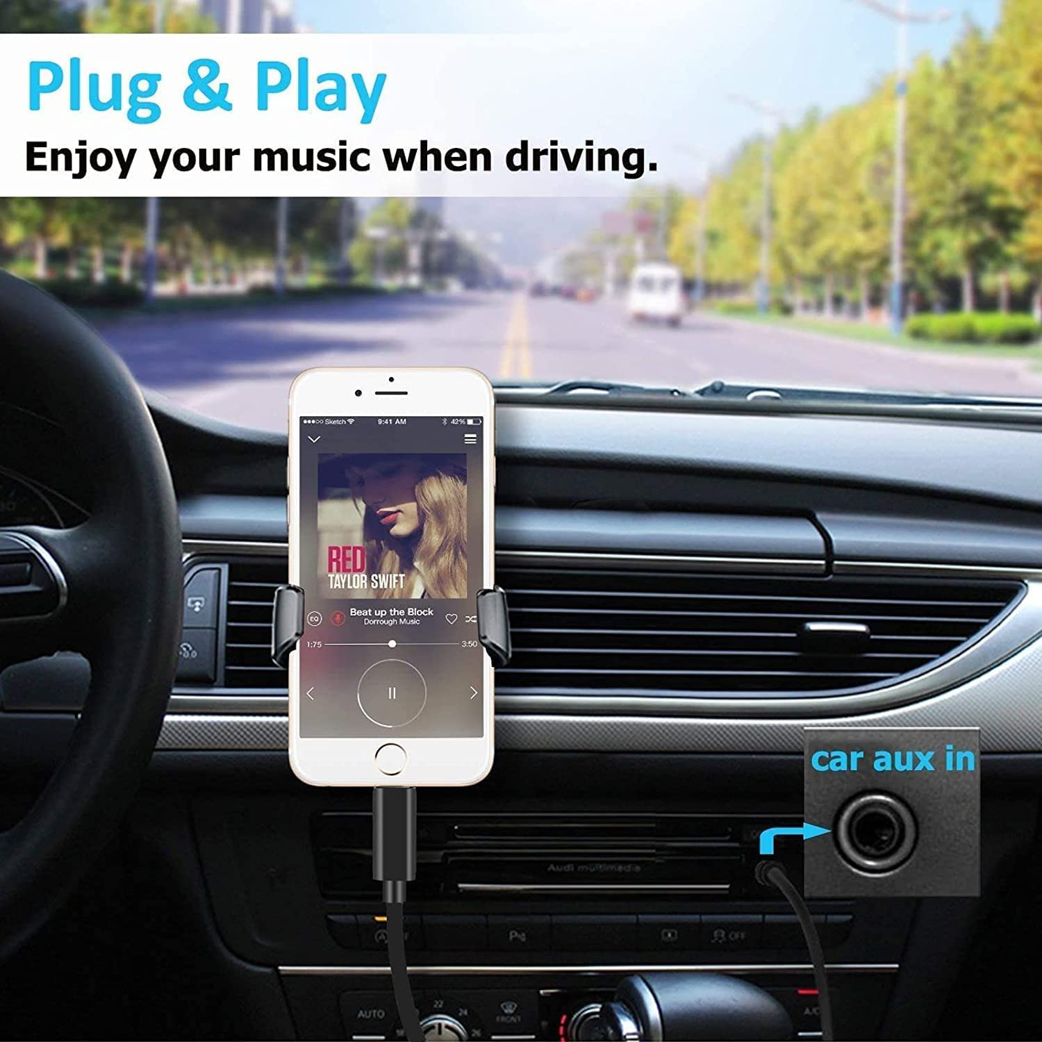 Aux Cord for iPhone, Lightning to 3.5mm Audio Cable 3.3FT [Mfi Certified] iPhone Aux Cord for Car Stereo/Headphone/Speaker, AUX to Lightning Cable for iPhone 14 13 12 11 XS XR X 8 7 iPad iPod