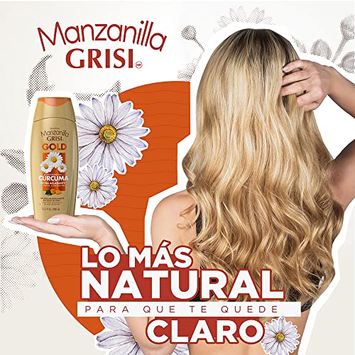 Manzanilla Grisi Gold Extract Lightening Shampoo, Extra lightening and glowing effect hair, with Chamomile Flower Extract and Turmeric 13.50 Fl Oz