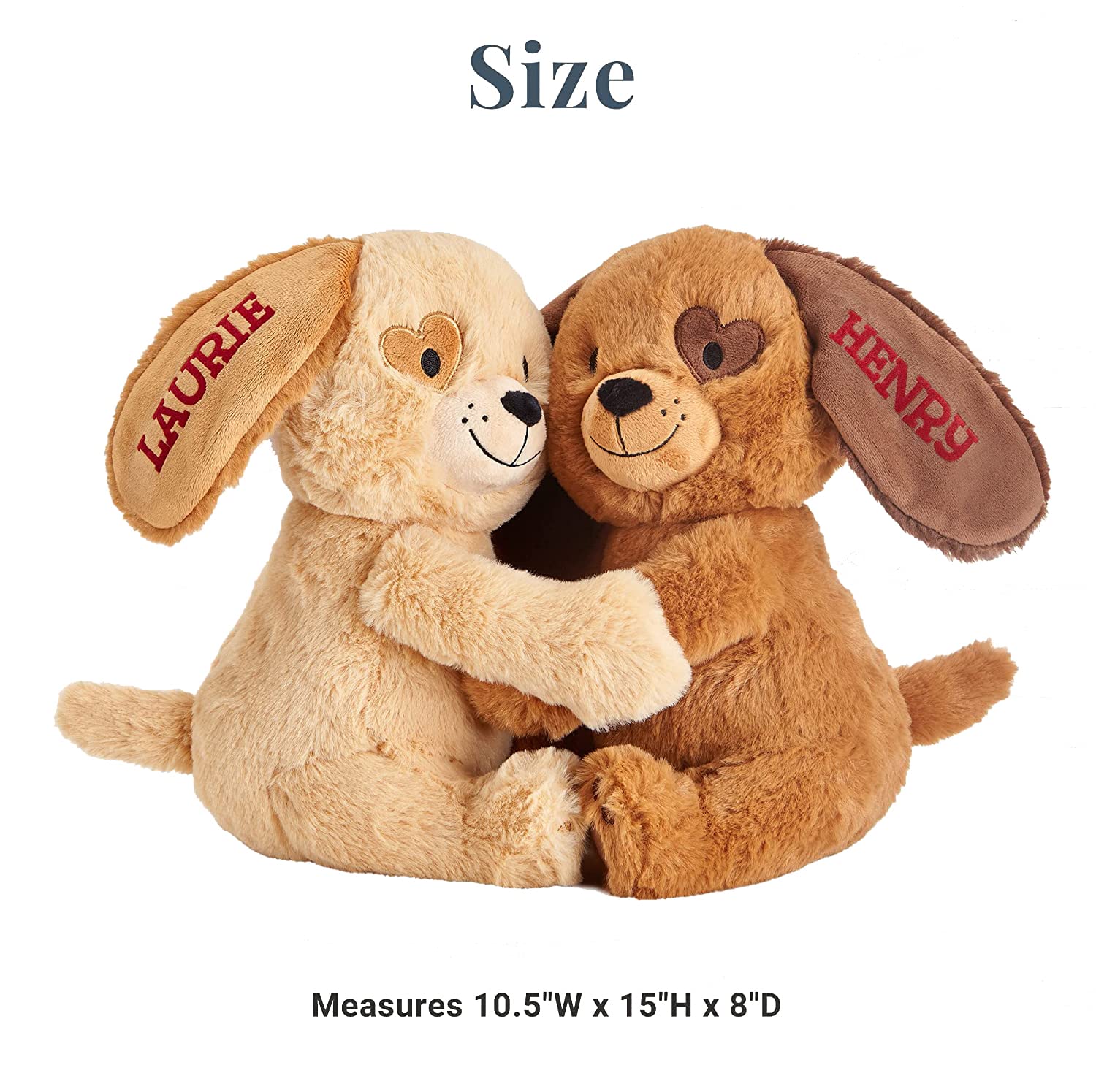 Let's Make Memories Personalized Hugging Plush Puppies - Valentines Day - for Couples - for Him - for Her - Amor - Te Amo - Puppy Love - Dog Stuffed Animal