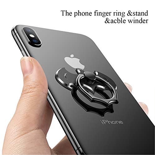 OATSBASF Bat Phone Ring Stand Holder Cell Phone Ring Holder Finger Grip 360 Degree Rotation Compatible with iPhone 12/11 Pro Max/SE 2020 and Other Smartphones(Black+Silver)