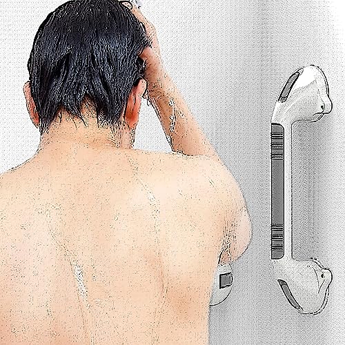AmeriLuck 16.5inch 2 Pack Suction Balance Assist Bathroom Shower Handle,Bath Grab Bar with Indicators(White/Grey)