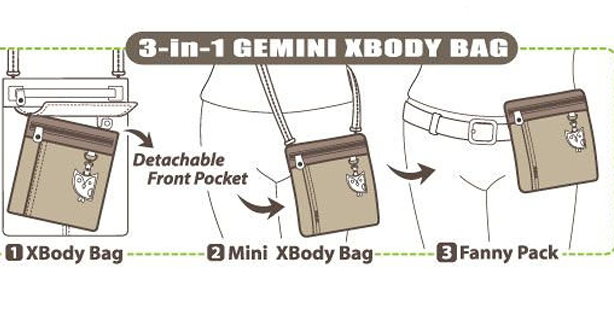 Chala Paw Print 3-in-1 Gemini Crossbody Handbag, Dog Lovers Gift (Brown)