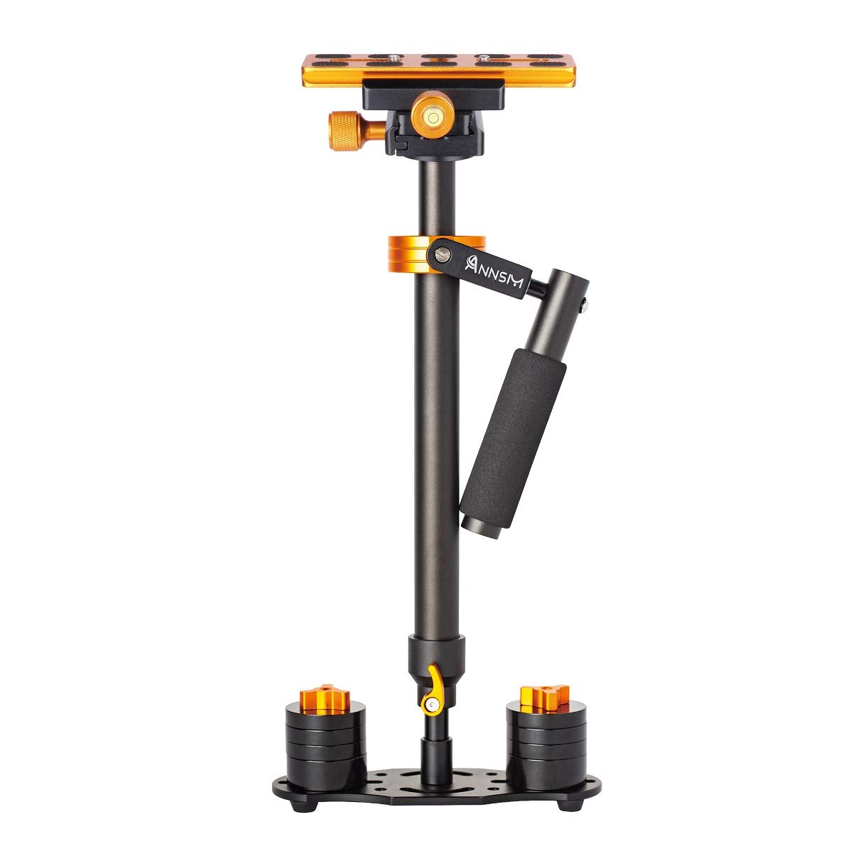 ANNSM Upgraded HS60r Professional 24β/60cm Video Camera Handheld Stabilizer for DSLR Cameras/Camcorders/Home DV/Smartphones/iPhones Height/Weight Adjustable with Extra Weight Plates in Orange Color