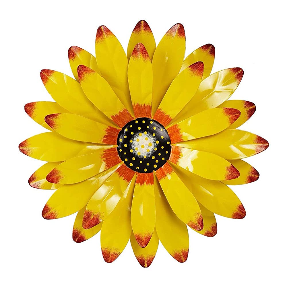 Dotlite Metal Sunflower Wall Art, 12 Inch Large Inspirational Wall DĂŠcor Metal Flower Hanging for Indoor Outdoor Home Bedroom Living Room Patio Garden Office, Yellow