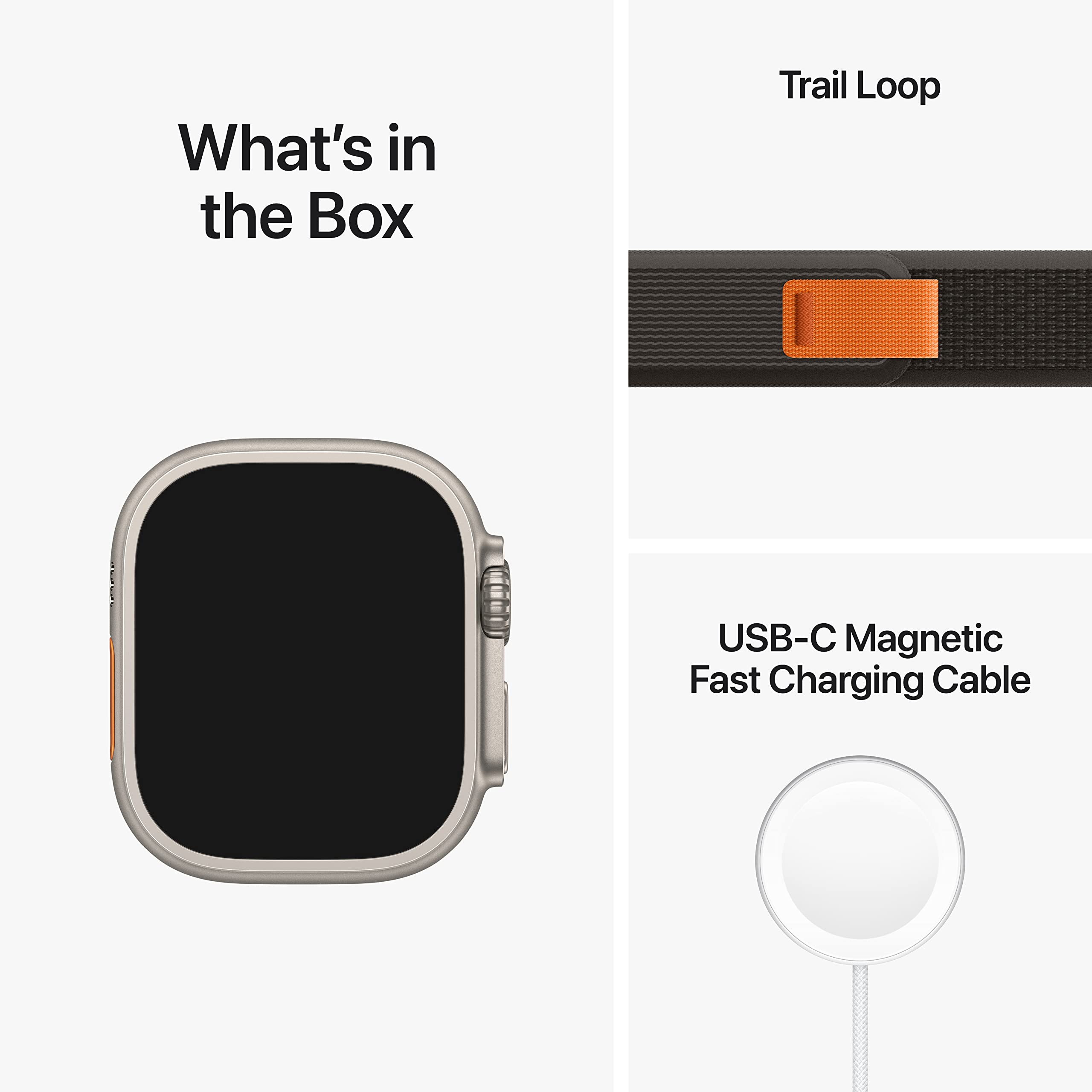 Apple Watch Ultra GPS + Cellular, 49mm Titanium Case with Black/Grey Trail Loop - M/L with AppleCare+ (2 Years)