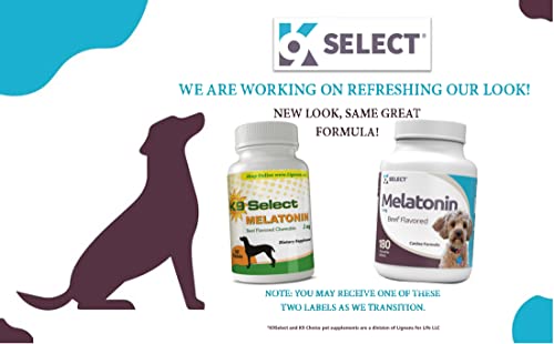 K9 Select Melatonin for Small Dogs, 1mg - 180 Beef Flavored Tablets - Canine Sleep Aid