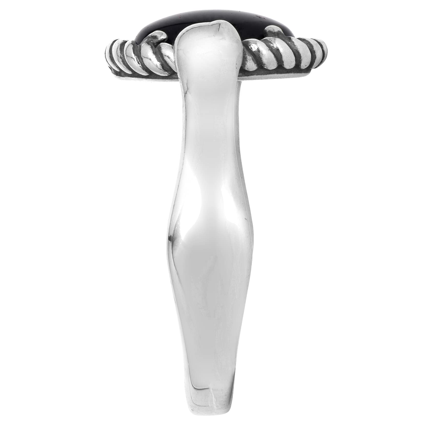 American West Sterling Silver Women's Revesable Ring Black Agate Gemstone Thunderbird Symbol Design Size 8