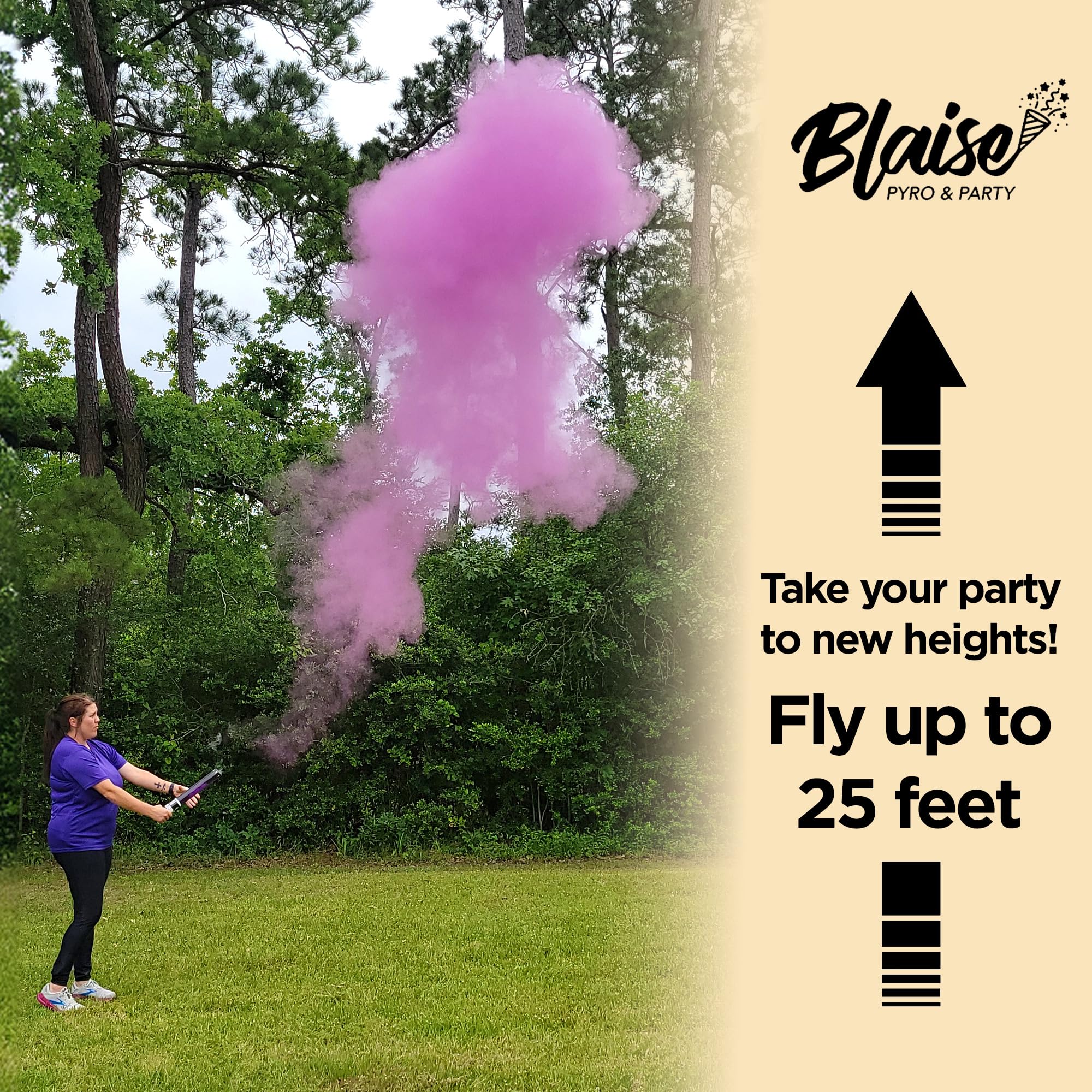 Blaise Pyro & Party Powder Poppers - Colorful Cannons for Birthdays, Weddings, Anniversaries, & More – Designed to Break Down Naturally, Easy to Use for Photoshoot & Celebrations - 16", 4 Pack, Purple