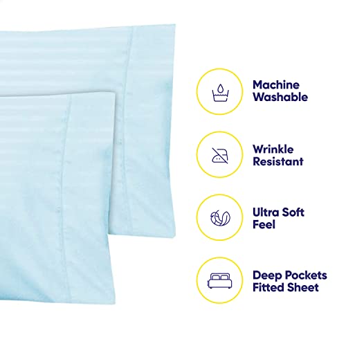 King Size Bed Sheets - 6 Piece 1500 Supreme Collection Fine Brushed Microfiber Deep Pocket King Sheet Set Bedding - 2 Extra Pillow Cases, Great Value, King, Dobby Light Blue