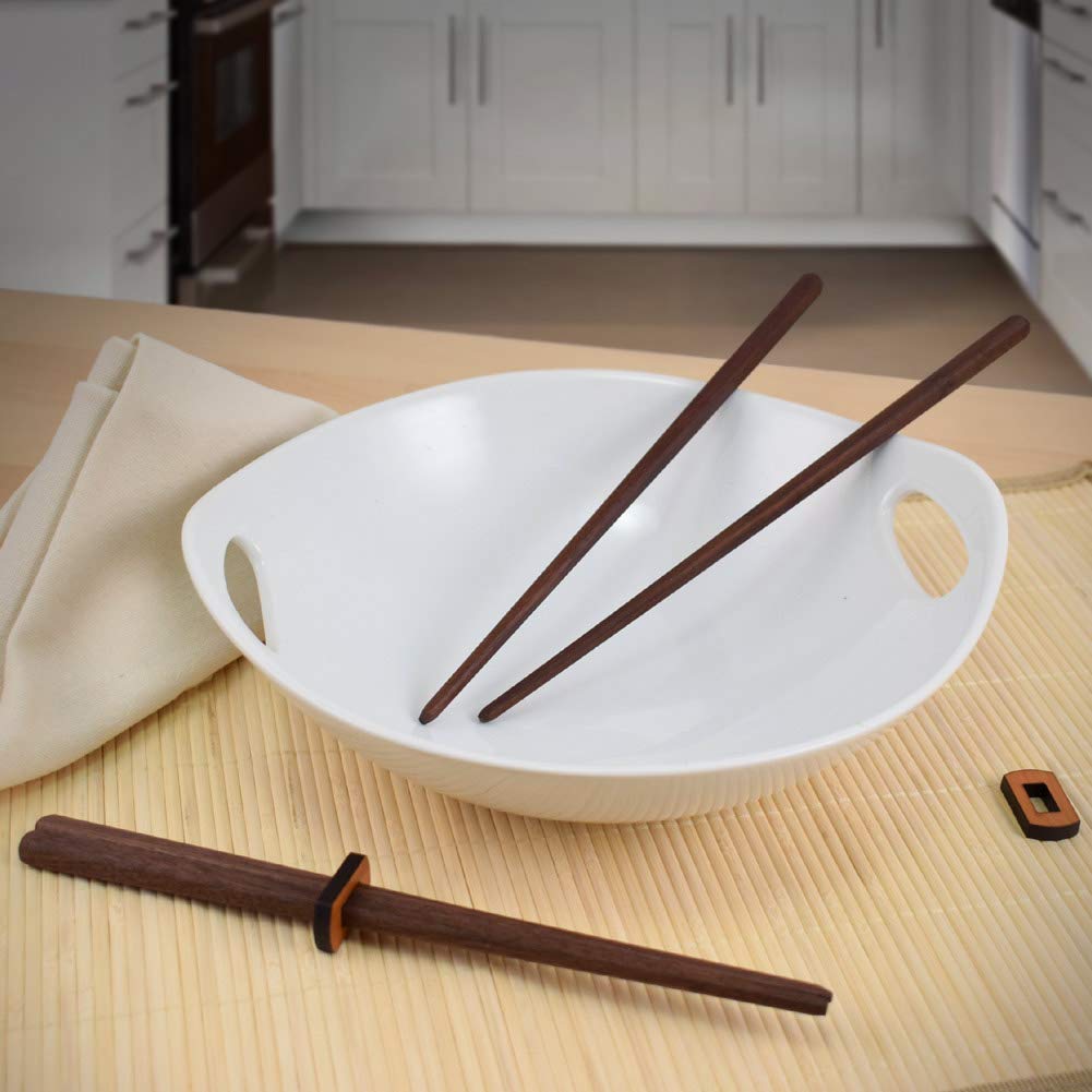 American Made Hardwood Chopsticks and Holder, 8.75-inch, Set of 2 (Black Walnut)
