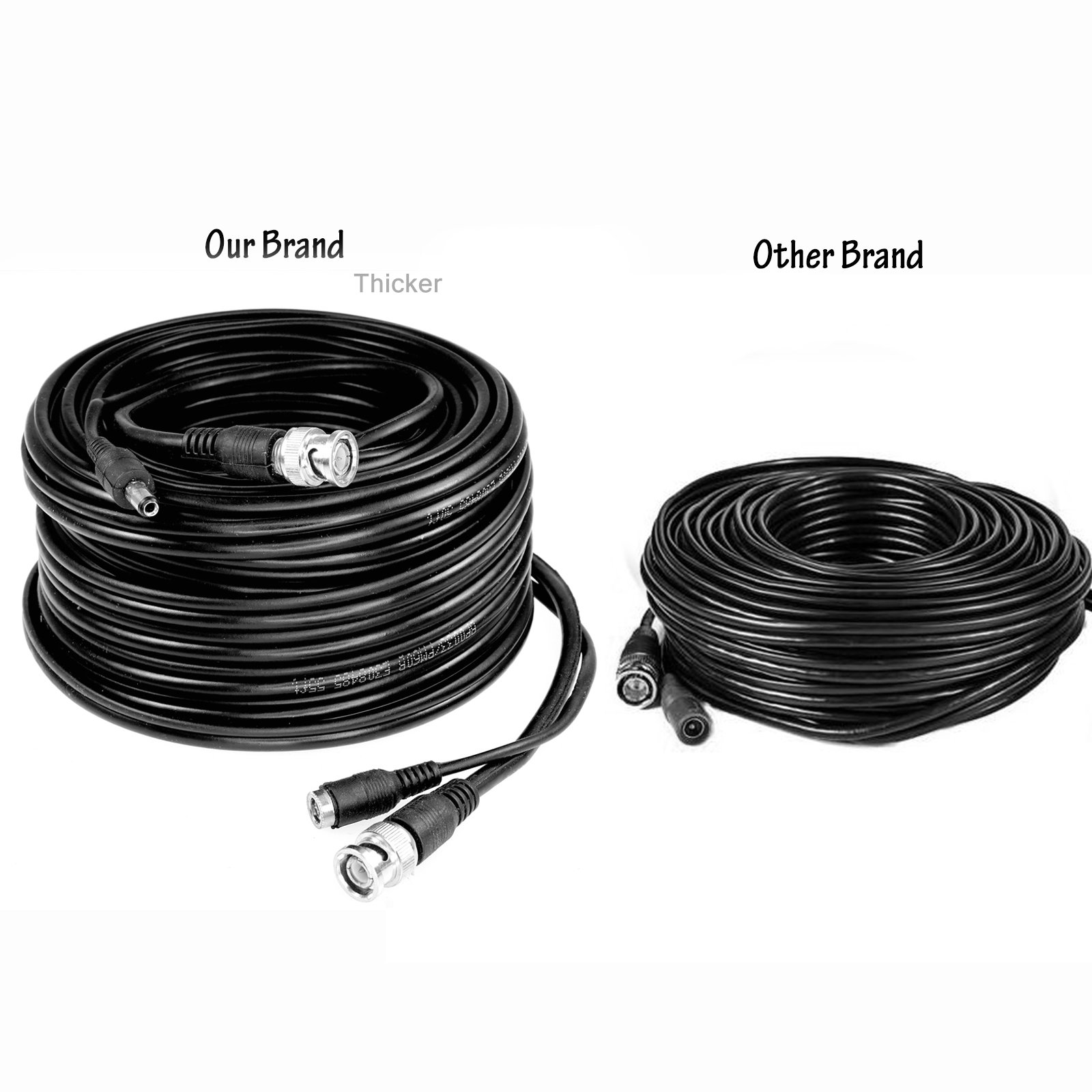 Five Star Cable RG59 Siamese Combo Cable Patch RG59 Video + 18/2 Power for TVI, CVI, AHD and HD-SDI CCTV Camera System with BNC connectors and 2.1mm Power Jack (100 Ft, Black)